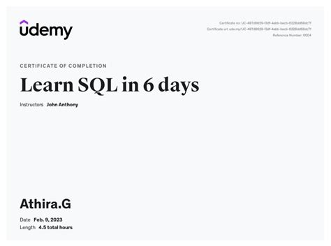 Athira G On Linkedin Udemy Course Completion Certificate