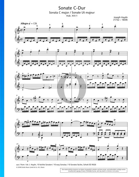 Sonata In C Major Hob XVI 1 Franz Joseph Haydn Piano Sheet Music