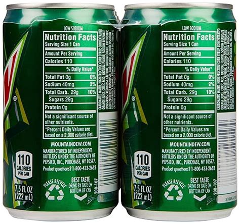 Mountain Dew Nutrition Facts FowestX