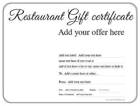 Restaurant Gift Certificate Templates