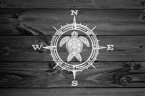 Sea Turtle Compass Rose Vinyl Decal Ocean Car Sticker Laptop Decal