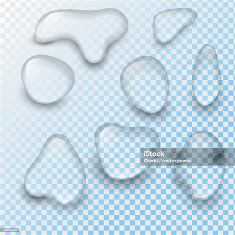 현실적인 물 드랍 스 액체 투명 한 빗방울 스플래쉬 벡터 일러스트 레이 션 물에 대한 스톡 벡터 아트 및 기타 이미지 물 방울 3차원 형태 Istock