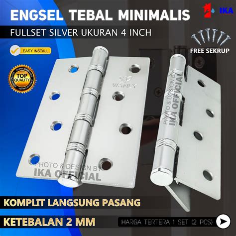 Jual ENGSEL PINTU TEBAL 4 Rumah Silver 4 Inci Door Hinges Black Doff