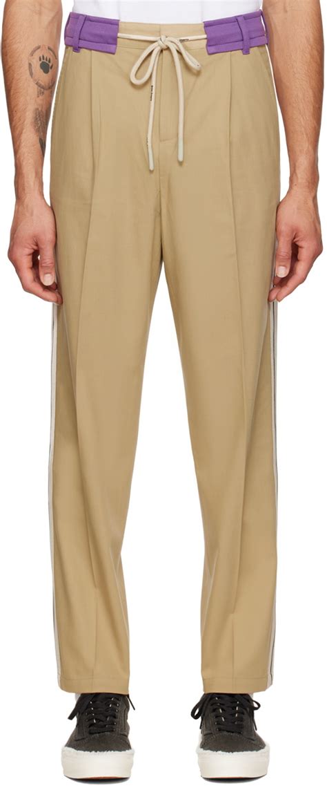 Palm Angels Tan And Purple Track Belt Trousers Palm Angels