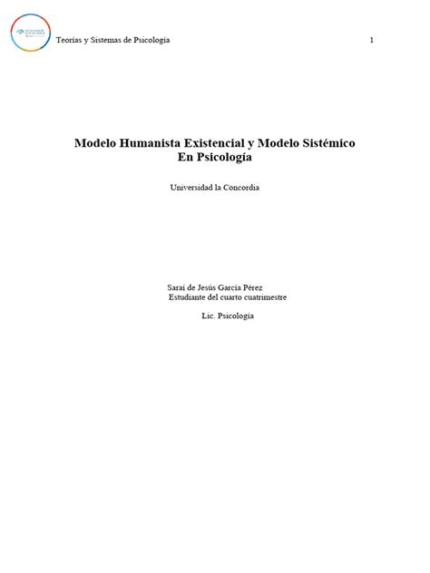 Modelo Humanista Existencial Y Modelo Sistémico Pdf Psicoterapia