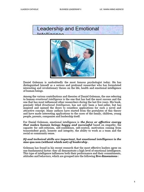Leadership And Emotional Intelligence Pdf Emotional Intelligence