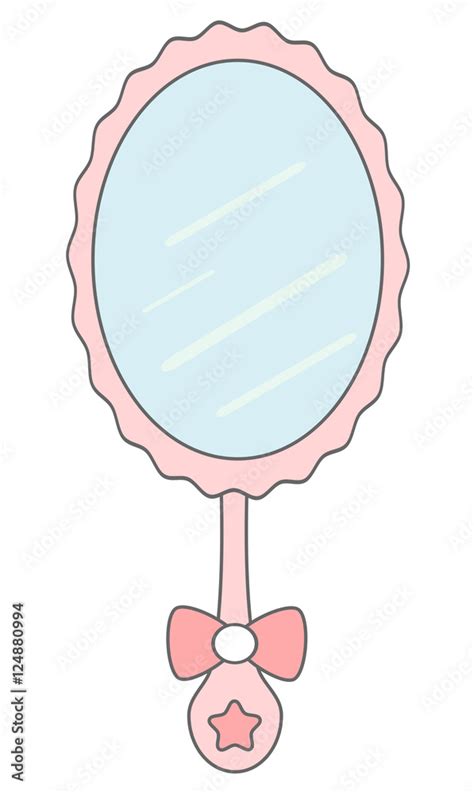 Cute Cartoon Pink Mirror Vector Illustration Stock Vector Adobe Stock