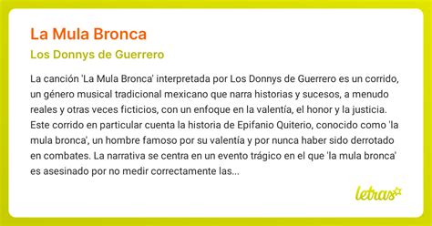 Significado De La Canción La Mula Bronca Los Donnys De Guerrero