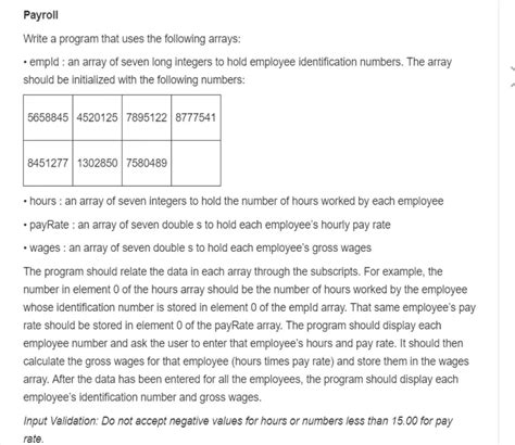 Solved Payroll Write A Program That Uses The Following