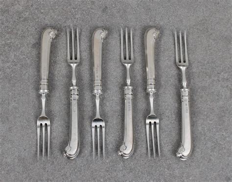 Lot A Set Of Six Silver Handled Pistol Grip Cake Forks