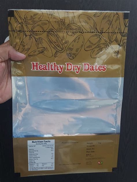 Glossy Laminated Dry Fruit Dates Printed Packaging Pouch Heat Sealed