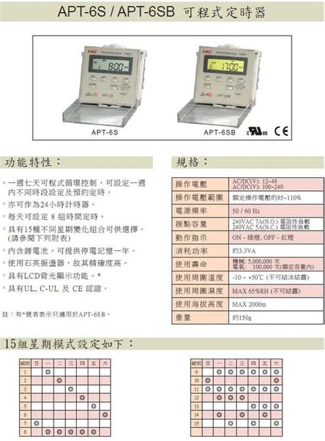 含稅發票價 10個以上有折扣 安良 Anly Apt 6s 限時電驛 一週型 電子式 自動控制 可程式定時器 全電壓 露天市集 全台最