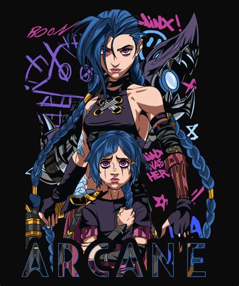 Camiseta Unisex League Of Legends Jinx Arcane Mandragora Store