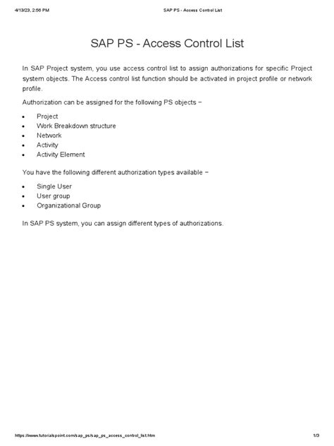 Sap Ps Access Control List 16 Pdf Access Control Computing
