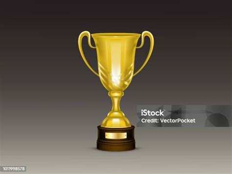 벡터 3d 현실 컵 황금 트로피 잔 1위에 대한 스톡 벡터 아트 및 기타 이미지 1위 3차원 형태 개념 Istock