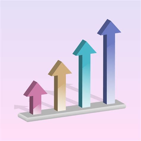 Premium Vector 3d Growth Business Graph Steps Chart Arrow Icon Sign