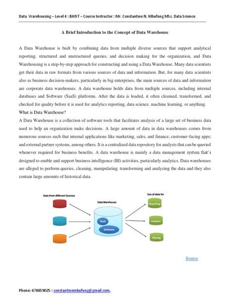 Data Warehousing Introduction To Data Warehousing Lesson 1 Pdf