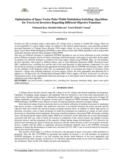 Pdf Optimization Of Space Vector Pulse Width Modulation Switching