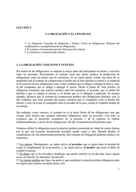 SOLUTION Derecho Civil Leccion Obligaciones Y Contratos Studypool