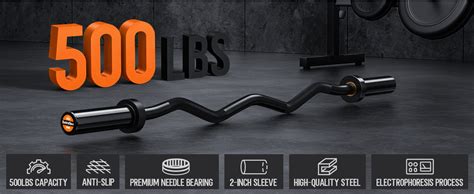 Olympic Ez Curl Barbell Bar 500lbs Max Capacity Ez Curl