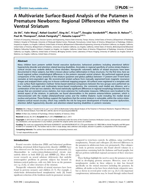 pdf a multivariate surface based analysis of the putamen in premature