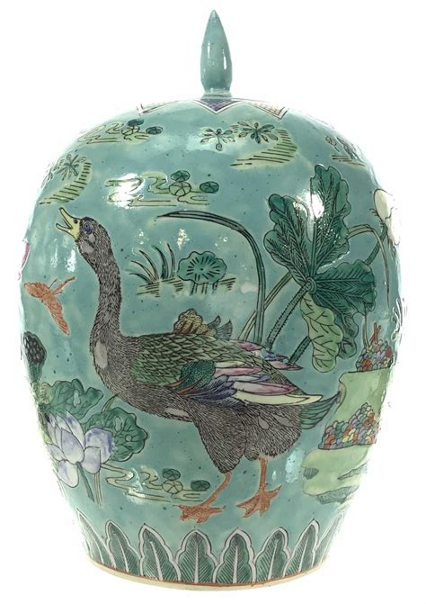 Lot Antique Chinese Qianlong Famille Verte Ginger Jar