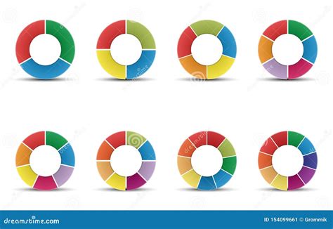 Pie Diagrams With Segments And Flowcharts Set Vector Illustration