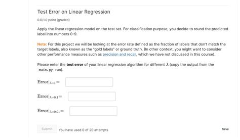 Solved Test Error On Linear Regression0010 ﻿point