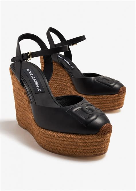Dolceandgabbana Dg Logo Wedge Sandals For Women Black In Uae Level Shoes