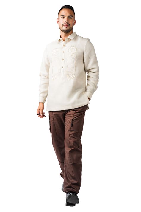 Ramon Mens Barong Tagalog Beige Modern Filipino By The Mestizo La