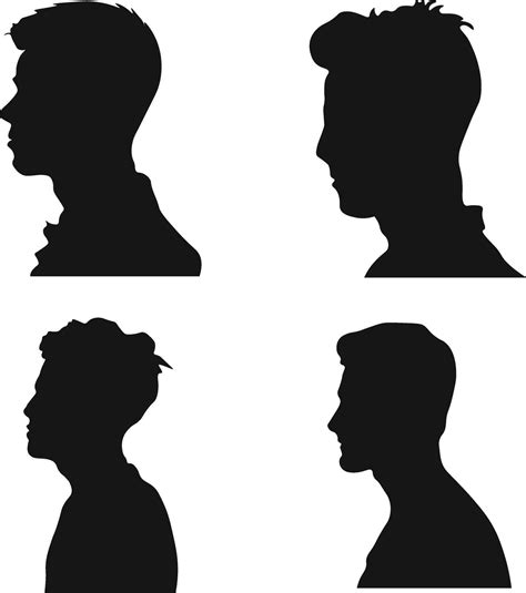 Collection Of Different Man Head Silhouette Man Side Face Isolated On