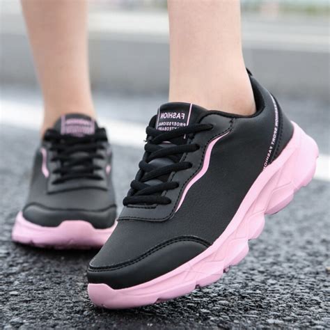 PU 가죽 캐주얼 운동화 여성용 패션 경화 신발 봄 겨울 단색 신발 AliExpress