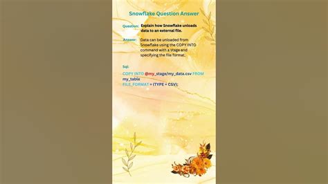 Data Unloading To An External File Snowflakes Quiz Education Questionanswer Techcheatsheet