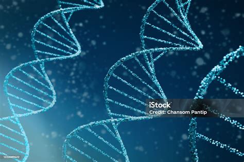 추상 Dna 의료 배경 이중 나선 청색 Dna 분자의 3d 그림은 생물 정보학 유전 공학 Dna 프로파일링 및 나노 기술과 같은