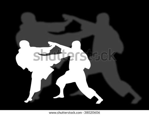 Two Men Playing Karate Shadow On Stock Illustration 38020606 Shutterstock
