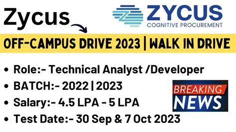 Zycus Off Campus Drive 2023 Test Date 30 Sep 7 Oct 2022 2023