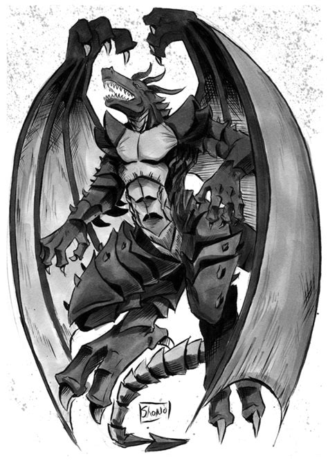 Inktober Day 17 Final Fantasy Bahamut By Shono On Deviantart