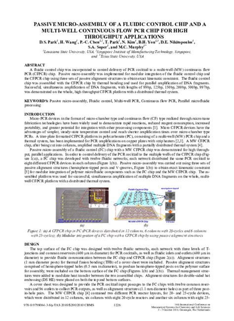 Pdf Passive Micro Assembly Of A Fluidic Control Chip And A Multi Well Continuous Flow Pcr Chip