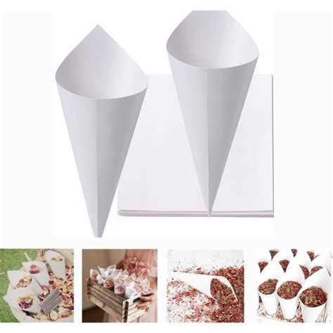 50 Pcs Cône en Papier Contenant Riz Cornet Confettis Dragées Bonbons