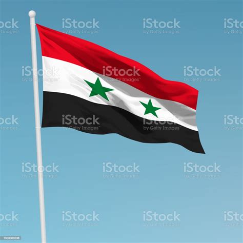 旗竿にシリアの旗を振る独立記念日のテンプレート イラストレーションのベクターアート素材や画像を多数ご用意 イラストレーション カット