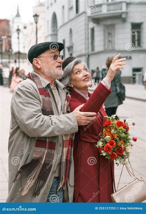 Elderly Senior Love Couple Old Retired Man Woman Together On Romantic Dateaged Husband Wife