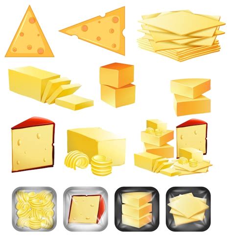 Un Conjunto De Queso Vector Gratis