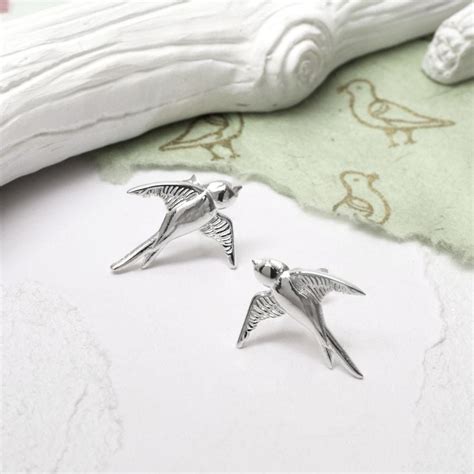 Sterling Silver Swallow Stud Earrings Martha Jackson
