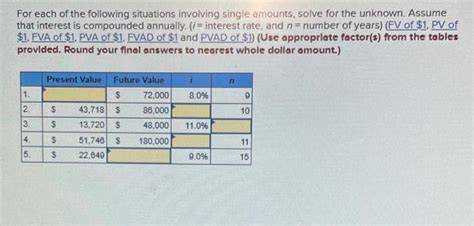 Solved For Each Of The Following Situations Involving Single