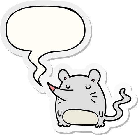 Cartoon Mouse And Speech Bubble Sticker 10661001 Vector Art At Vecteezy