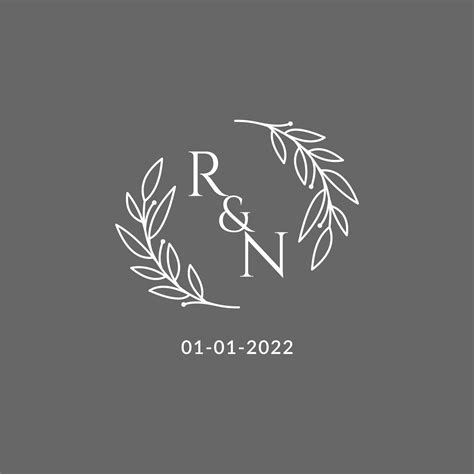 Initial Letter Rn Monogram Wedding Logo With Creative Leaves Decoration