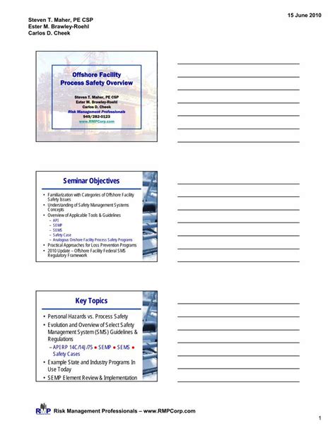 Pdf Seminar Objectives · • Api Rp 14c “analysis Design Installation And