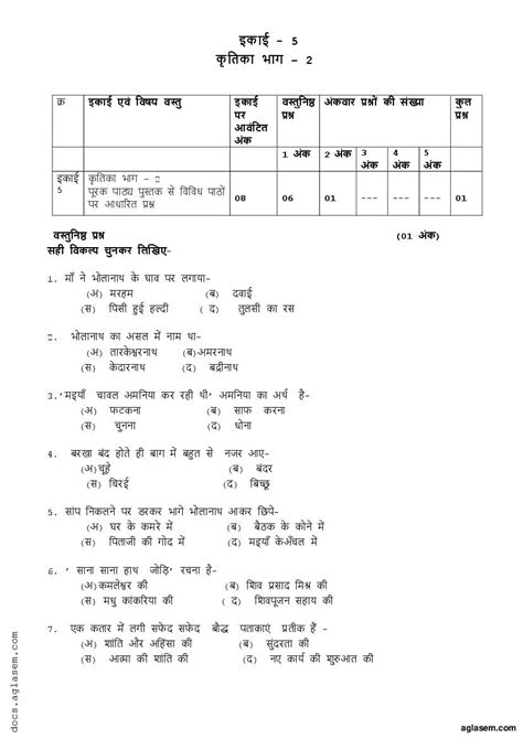 Class Hindi Question Bank PDF Important Questions For Class Hindi AglaSem