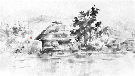 Landscape Painting A Japanese Hermitage Youtube
