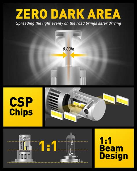Auxito H4hb29003 Led Headlight Bulb With Fan 100w 20000lm 6000k Whi